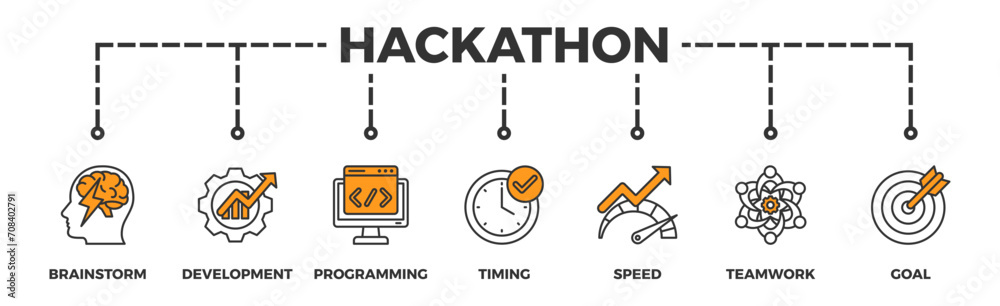 Hackathon banner web icon vector illustration concept for design sprint-like social coding event ...