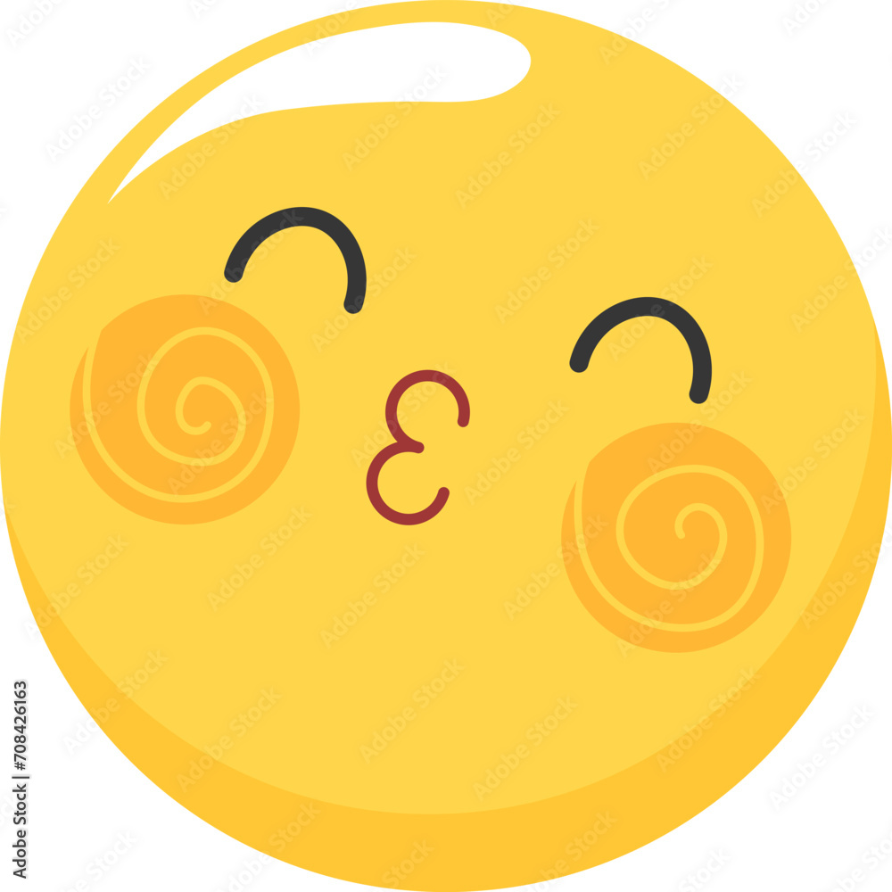 Yellow cartoon face with dizzy eyes and spirals design. Expression of ...