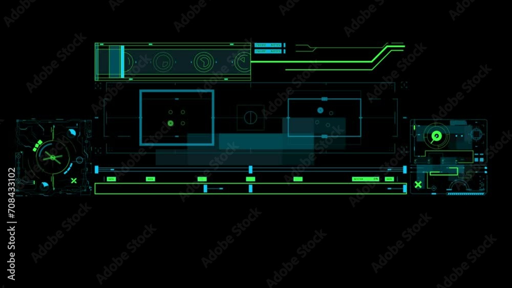 PNG.HUD abstract Sci Fi technological template. Animated 2D texture for ...