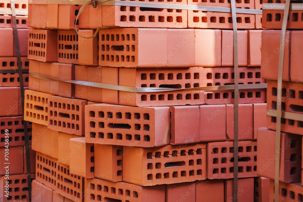Delivery of red bricks a popular building material ready for the ...
