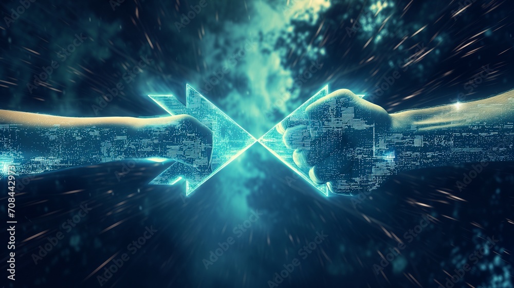 Two arrows facing together from each other, symbolizing conflict ...