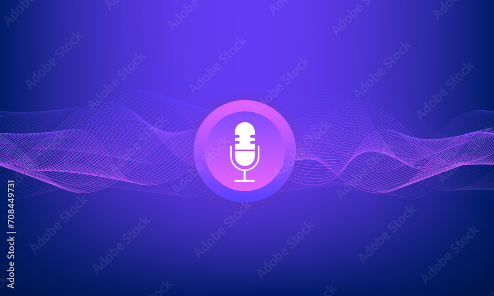 Voice assistant concept. Vector sound wave. Microphone voice control ...