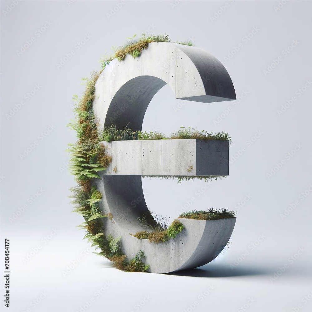 E letter shape 3D Lettering That Blends Concrete With Nature. AI ...