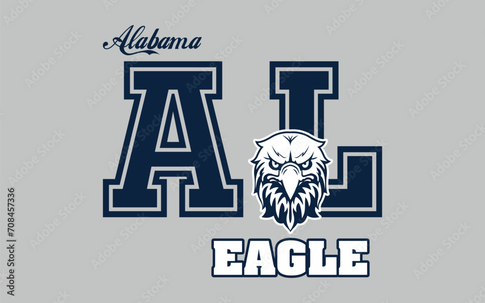 Alabama eagle logo vector. Hand lettering design for t-shirt hoodie ...