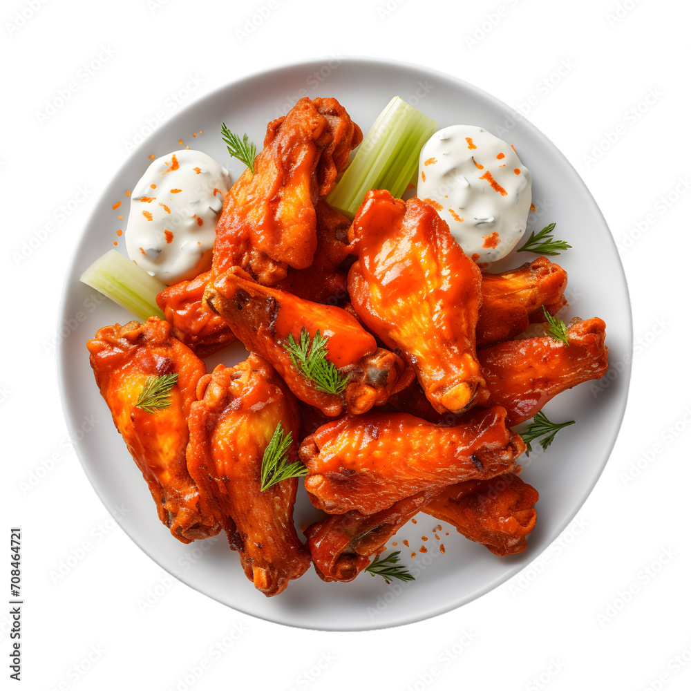 Plate of Buffalo Chicken Wings on transparent background PNG image ...
