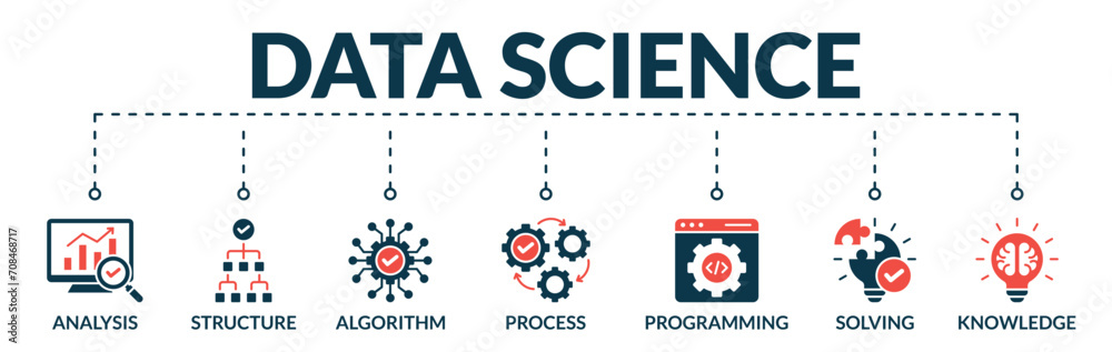 Banner of data science web vector illustration concept with icons of ...