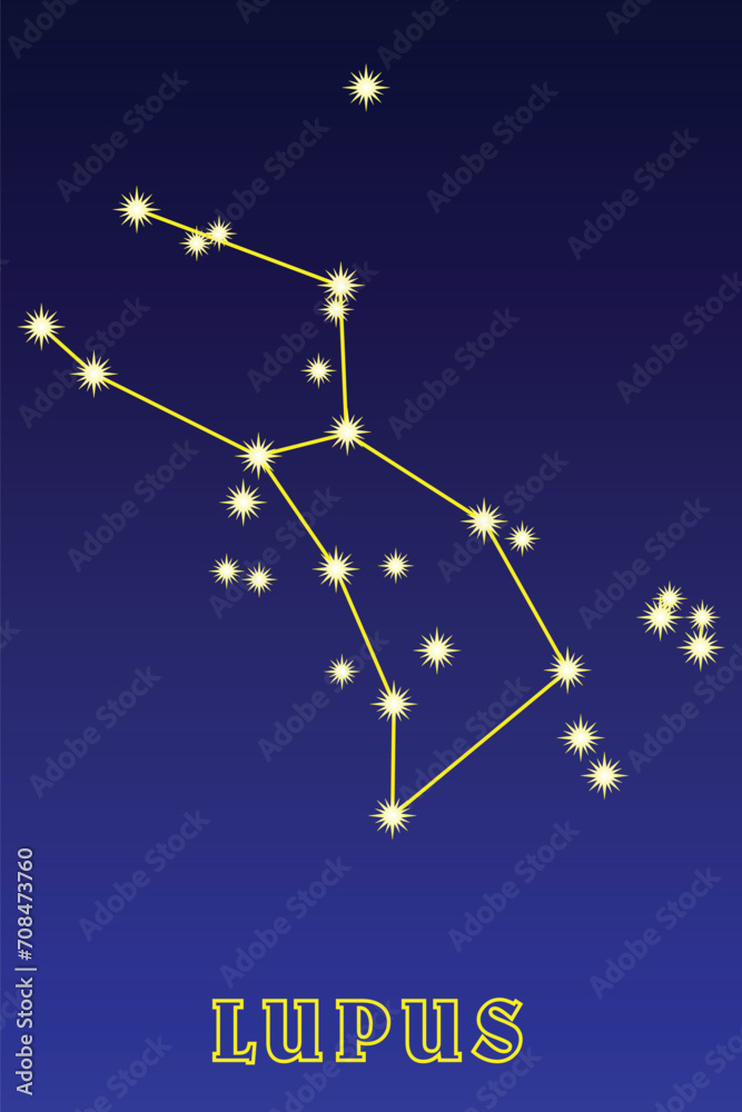 Constellation Lupus. Illustration of the constellation Wolf. The ...