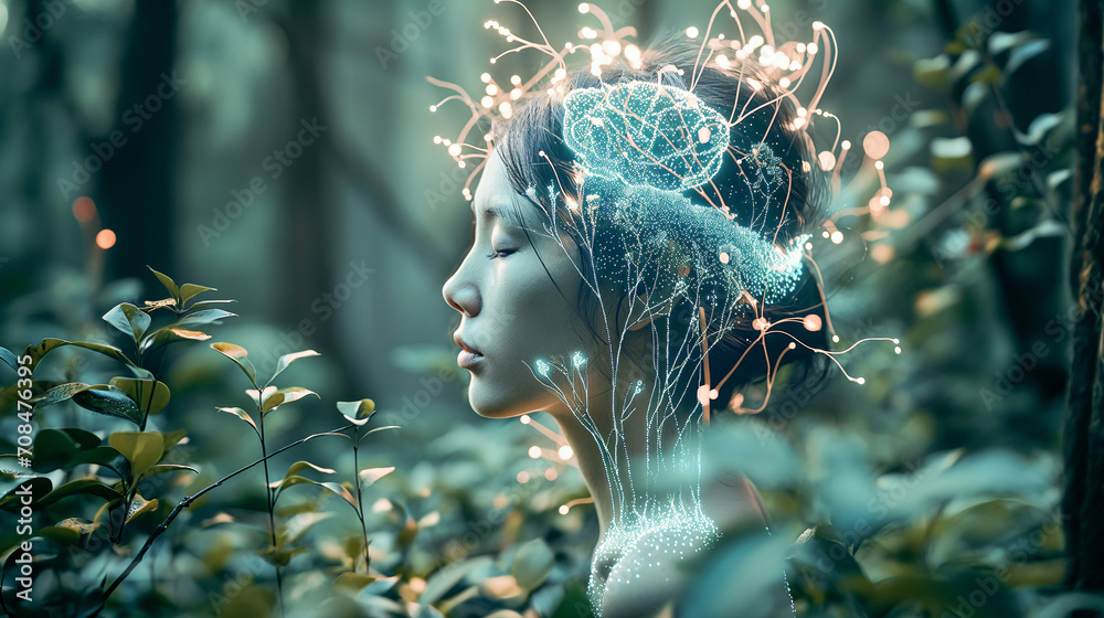 Woman Celebrating Connection to Nature. Rejuvenating Energy ...