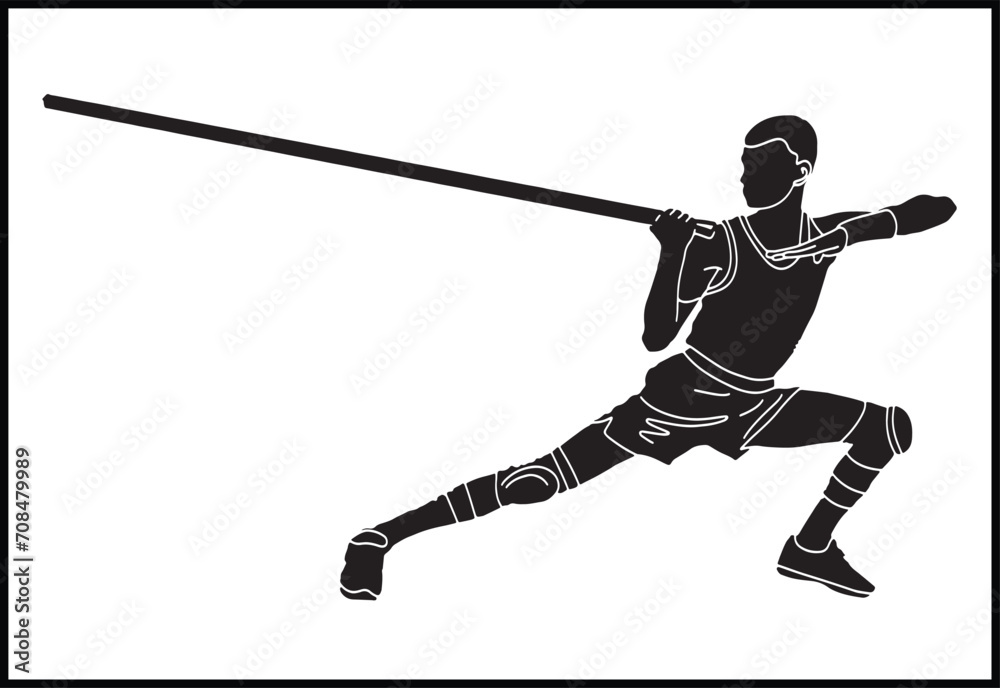 Silambam stick illustration, Cartoon man with silambam, Martial arts ...
