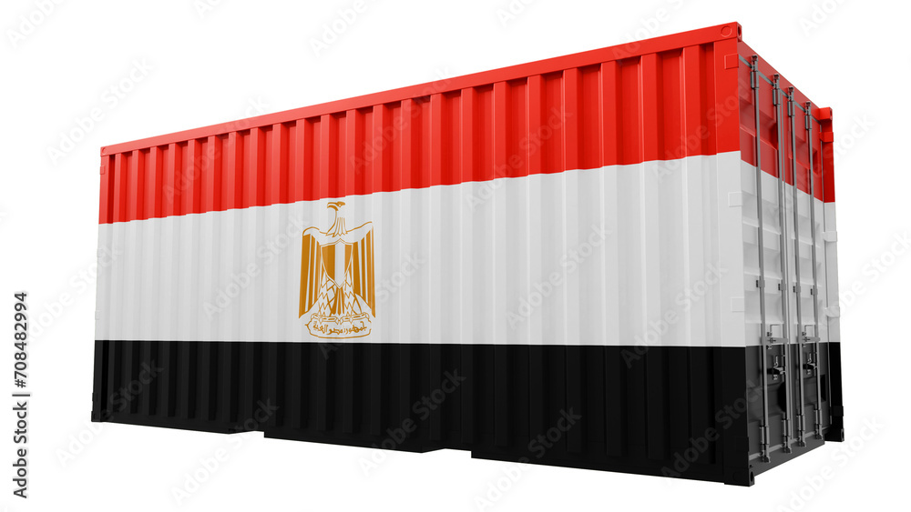 Shipping container with Egypt flag on transparent background. PNG of a ...