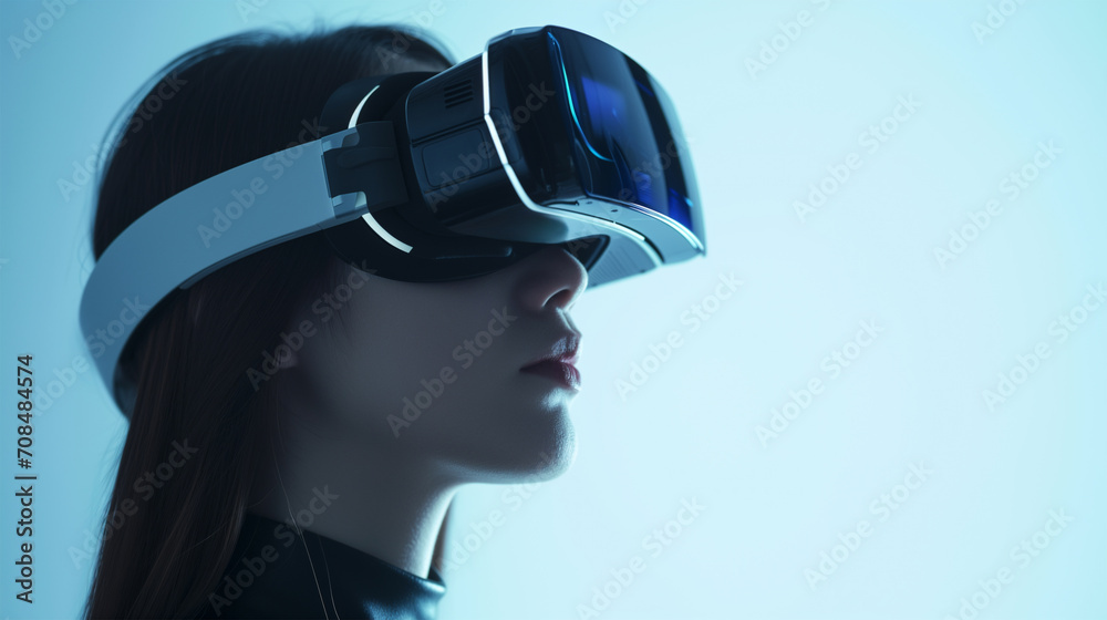 Exploring Virtual Horizons: Vision through the VR Headset Stock ...
