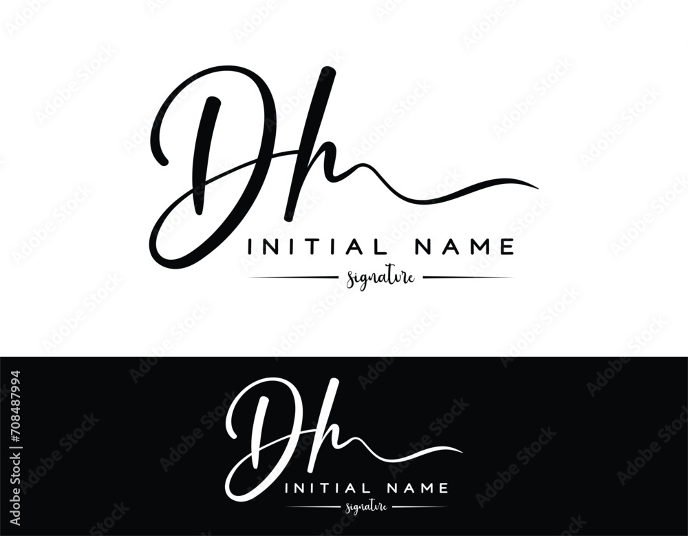 DH D H letter handwriting and signature logo template vector Stock ...