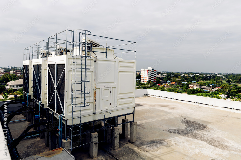 Cooling towers in data center building. Air conditioning cooling towers ...