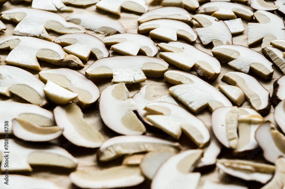 Boletus edulis, penny bun, cep, porcino or porcini mushroom, top view ...