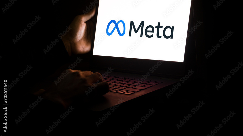 Dhaka, Bangladesh - 12 January 2024: Meta logo on laptop. Meta is an American multinational ...