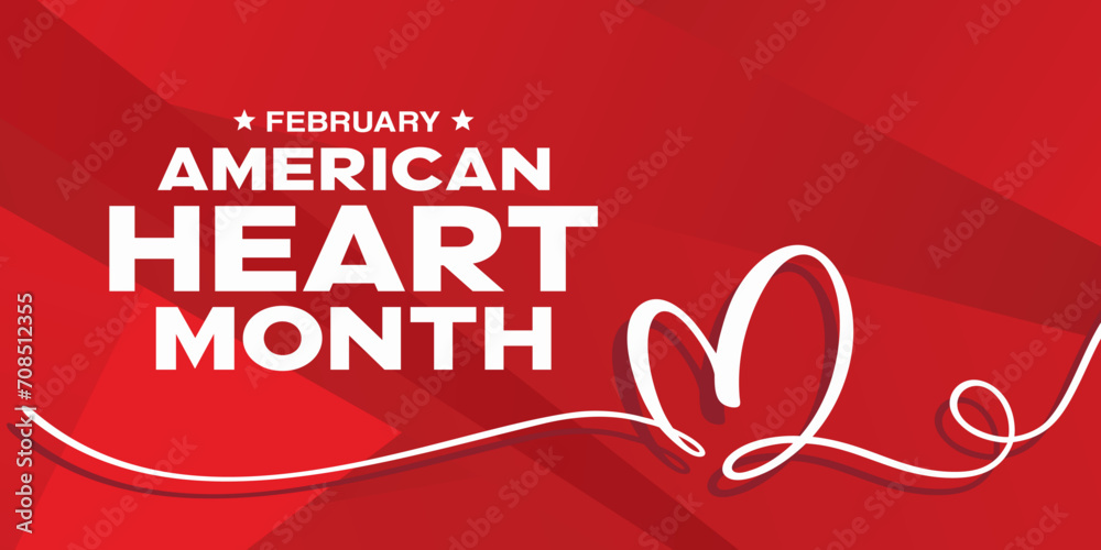 American heart month, vector, poster, theme, banner, social media post ...