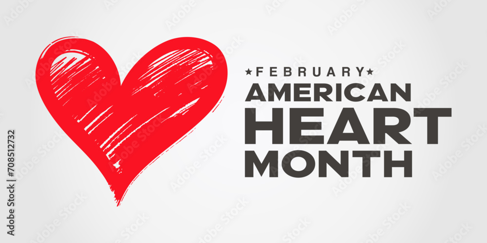 American heart month, vector, poster, banner, logo, theme, concept ...