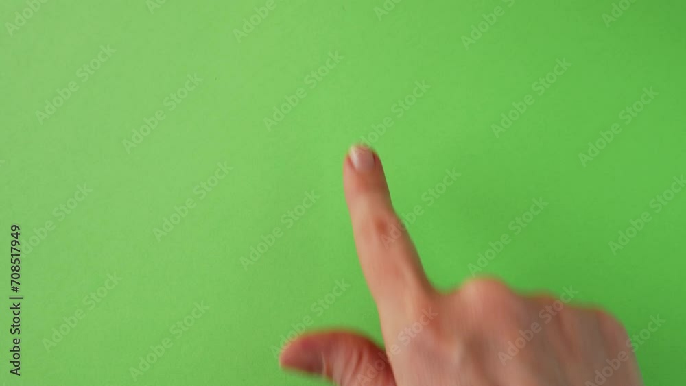 Hand Gesture Pack. Chroma key Green Screen. Woman raising one index ...