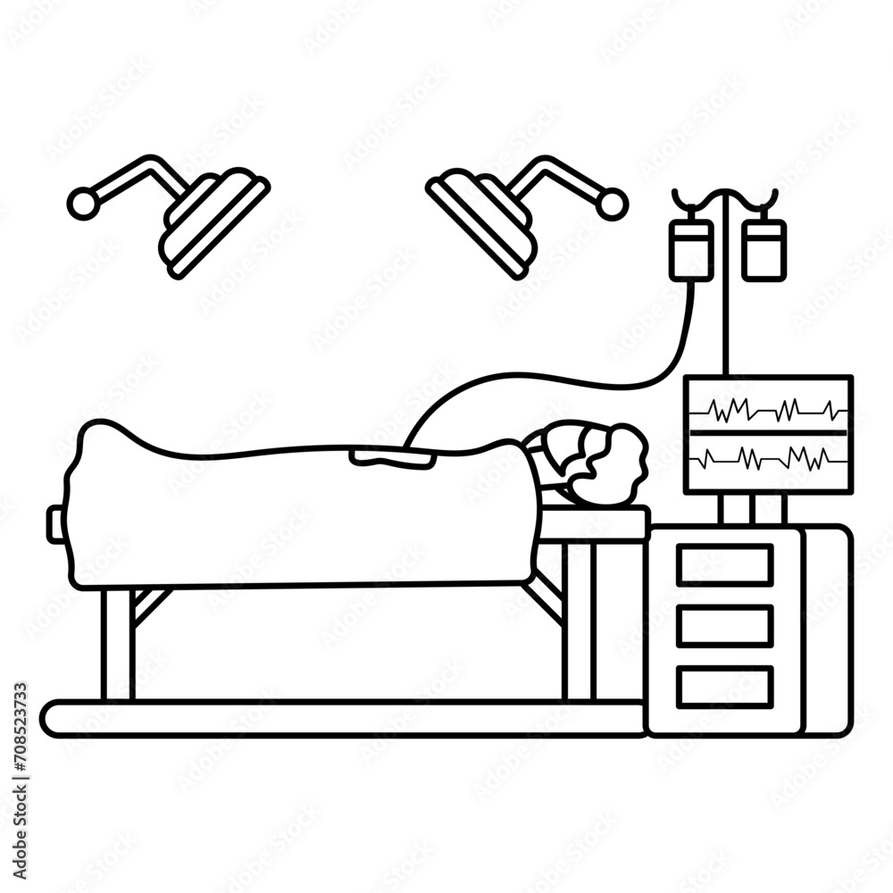 surgery operation in hospital operating room Concept Vector outline ...