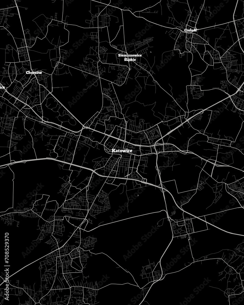 Katowice Poland Map, Detailed Dark Map of Katowice Poland Stock ... Katowice Poland Map, Detailed Dark Map of Katowice Poland Stock ...