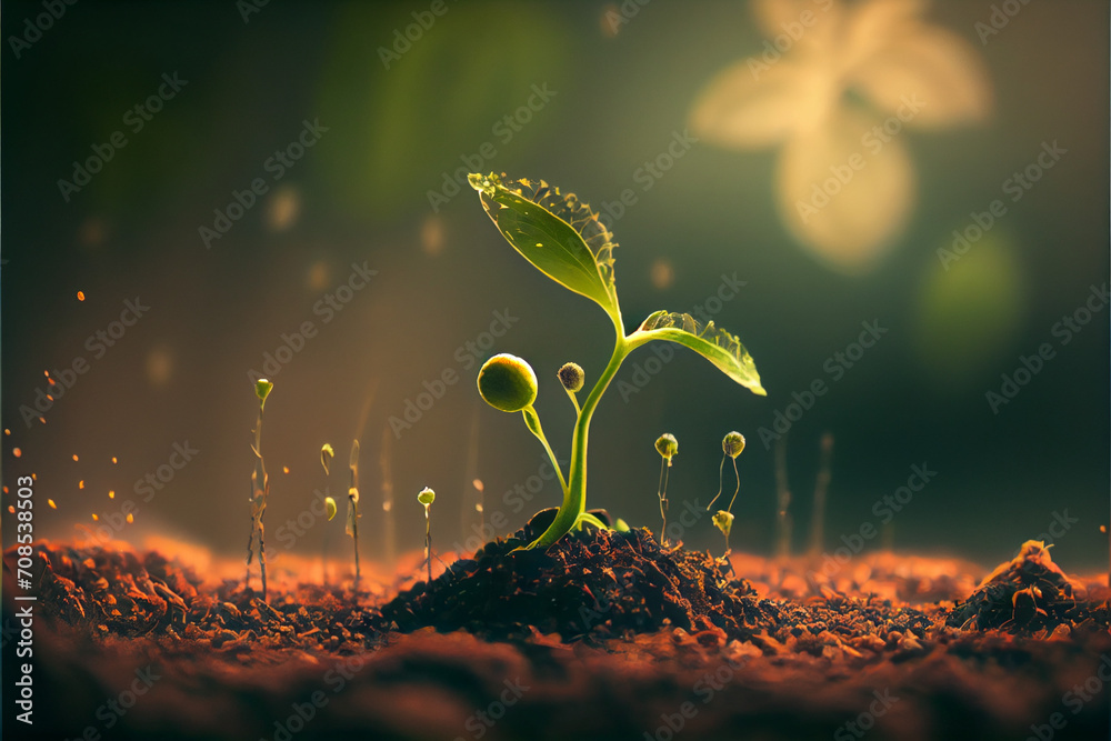 Concept of agriculture, seed germination and transformation into a ...