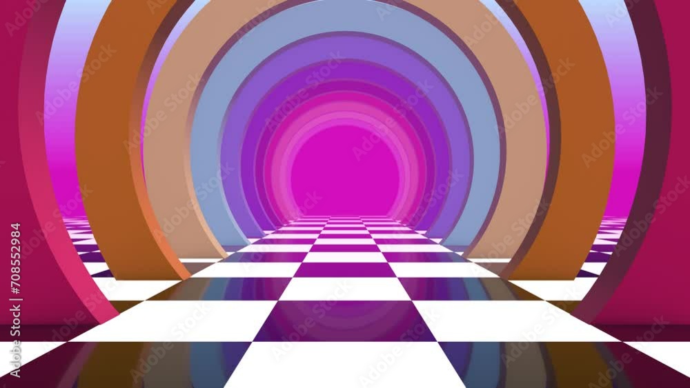 Retro animated background with black and white checkered floor ...