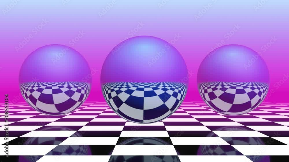 Retro animated background with black and white checkered floor ...
