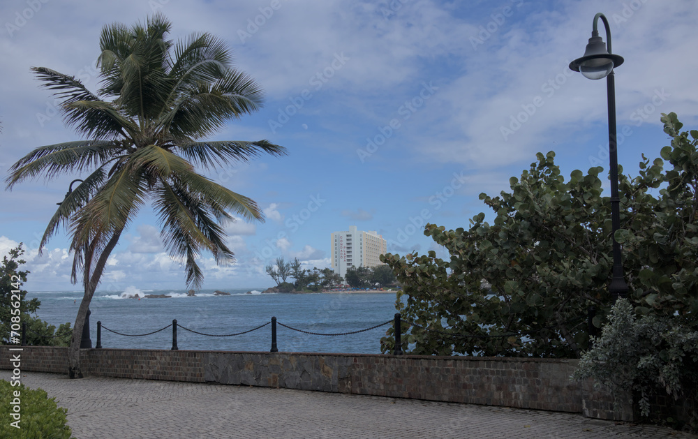 View of Plaza Hotel in Condado neighborhood of old San Juan, Puerto ...
