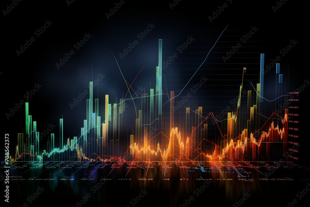 dynamic market chart depicts the steady increase of business stocks ...