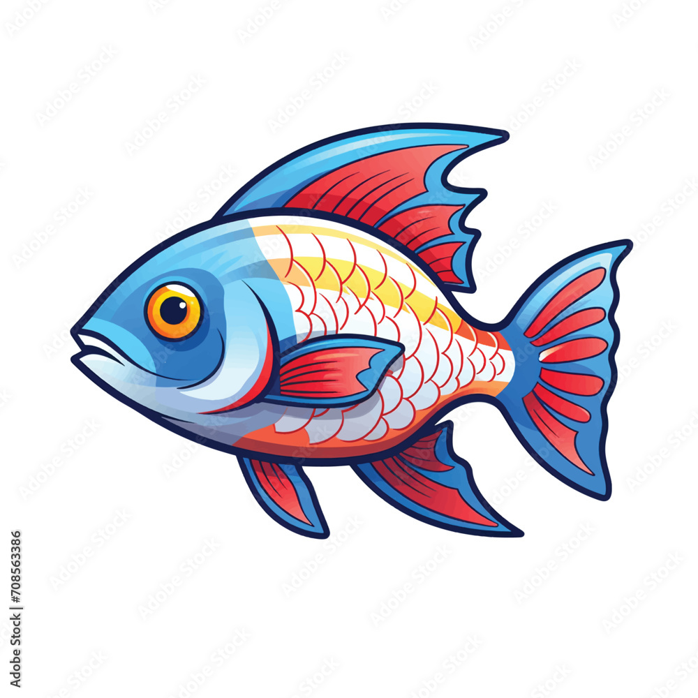 Guppy blue koi fish with white background snakehead fish vector golden ...