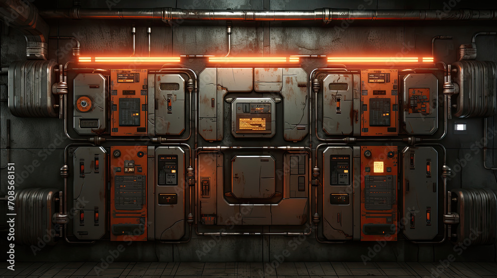 cyberpunk metal architecture wall building futuristic panels created ...