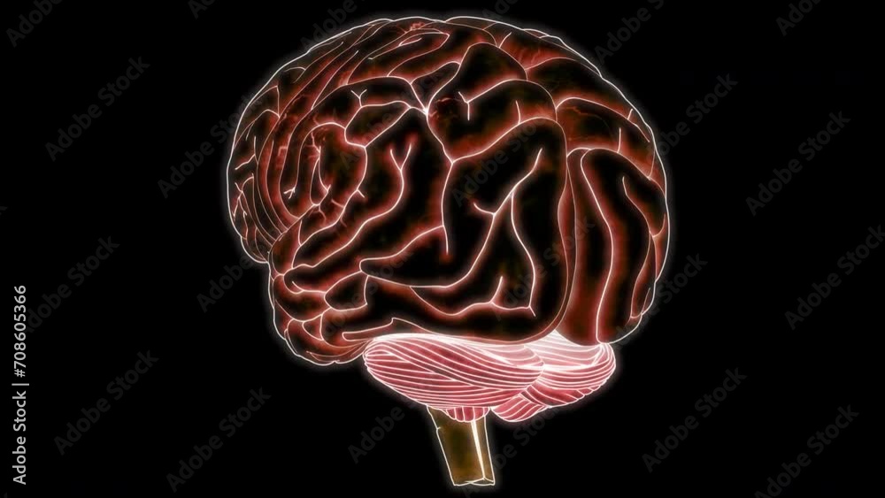Central Organ of Human Nervous System Brain Anatomy Animation Concept ...