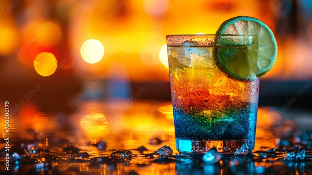 Colourful Citrus Cocktail on Wet Bar Counter. Vibrant citrus cocktail ...