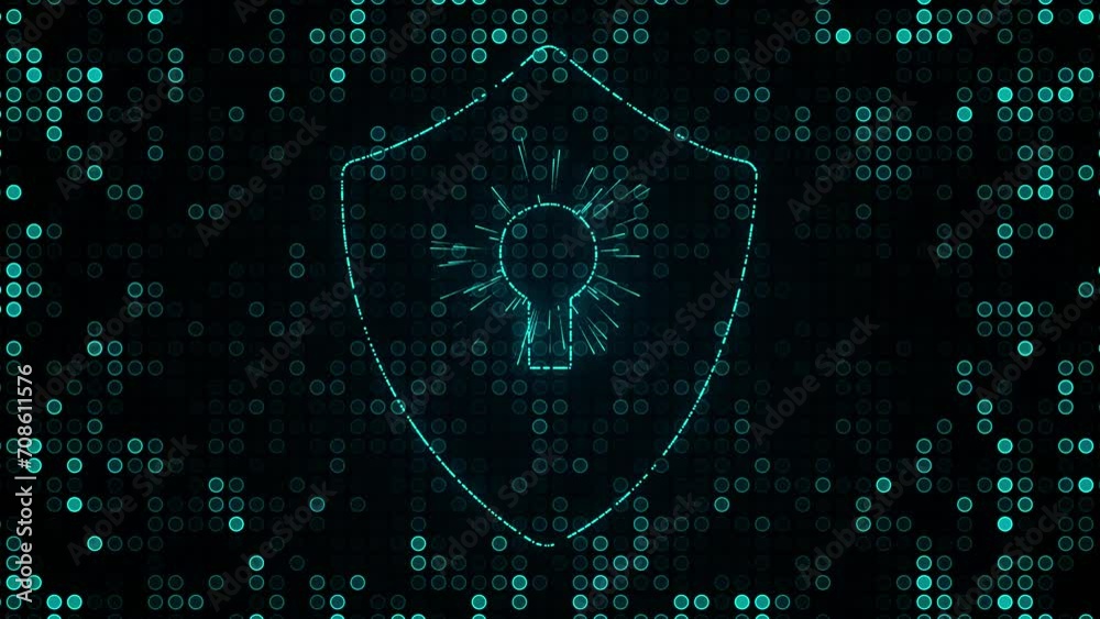 Vidéo Stock Cyber security animation with indicated lock symbol, Digital data network and cyber ...