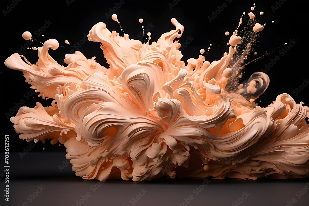 Abstract peach fossils on black background, color 2024, Pantone, Peach ...