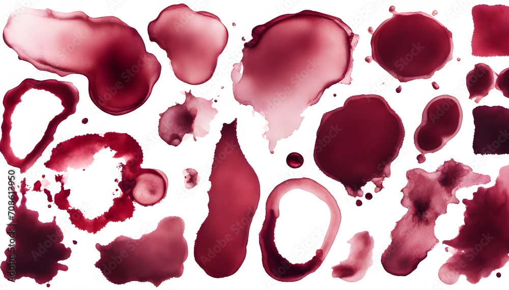 Collection of red wine stains isolated on white background Stock Photo ...