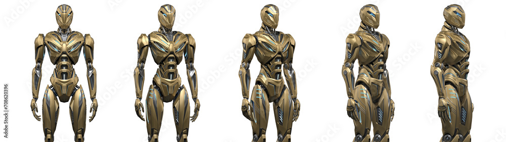 Futuristic alien robot or very detailed sci fi cyborg standing. Full ...