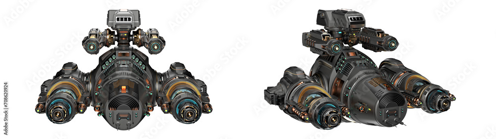 Futuristic gunship or very detailed flying military machine with heavy ...