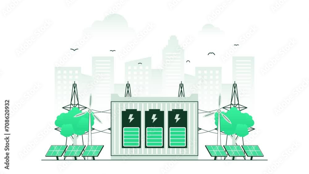 Smart power grid system with renewable energy sources. Includes solar ...