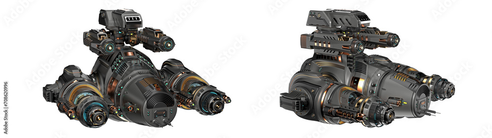 Futuristic gunship or very detailed flying military machine with heavy ...