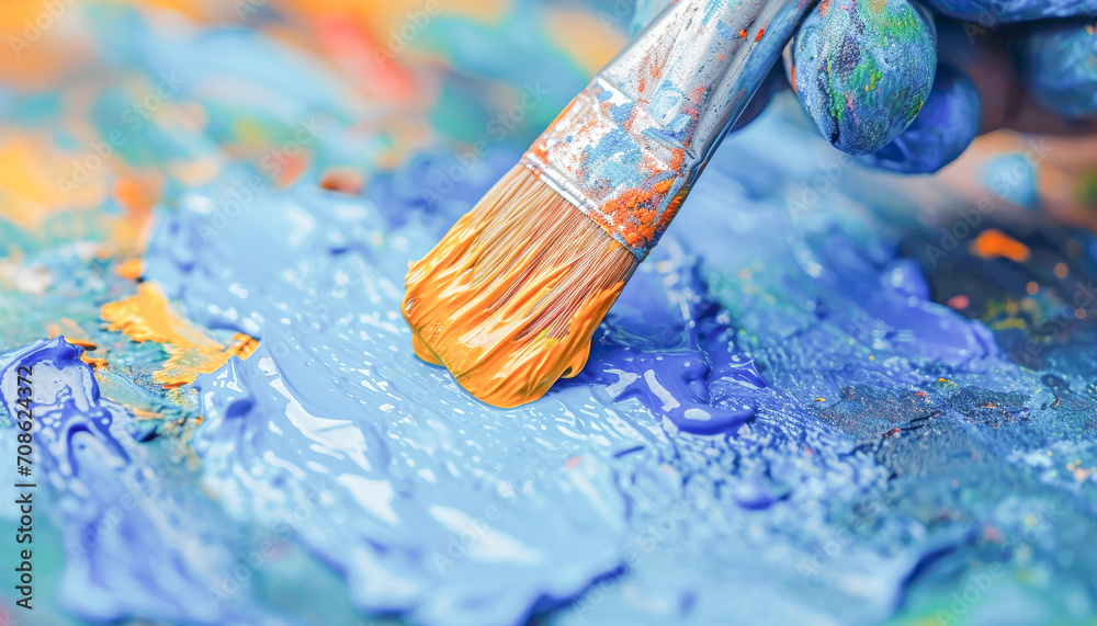Paint brush, wrapped and color paint, abstract composition, Hobbies and ...