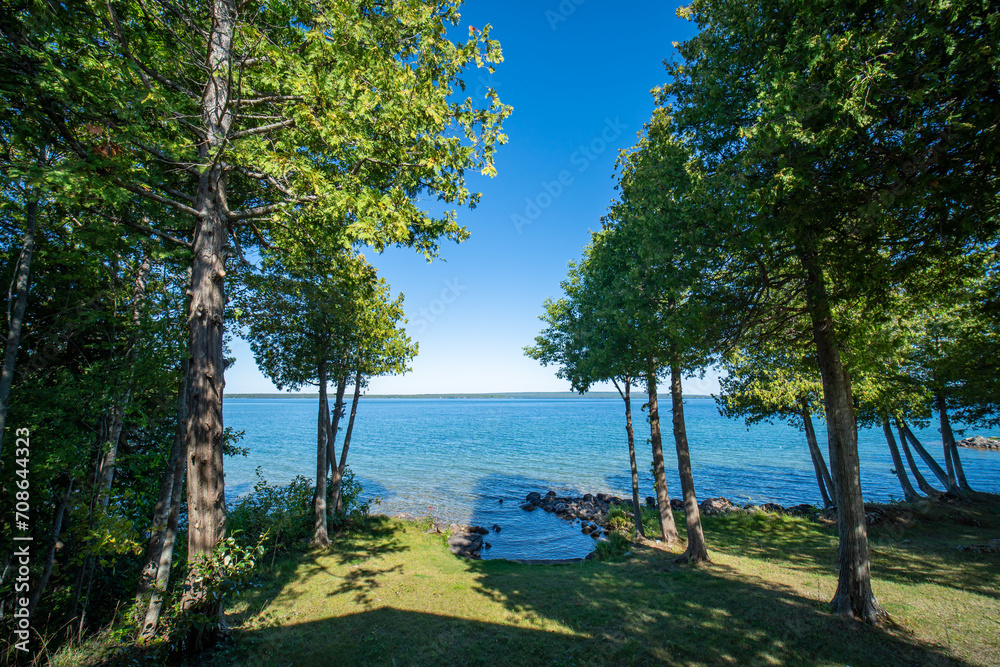 View to the beautiful Lake Manitou from the cabin. Amazing sky line ...