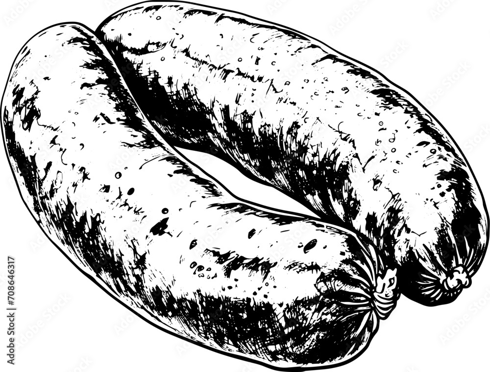Bratwurst sausages in sketch style. Design for logo, meat restaurants ...