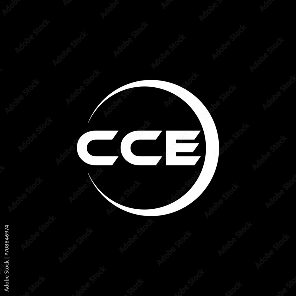 CCE letter logo design with black background in illustrator, cube logo ...