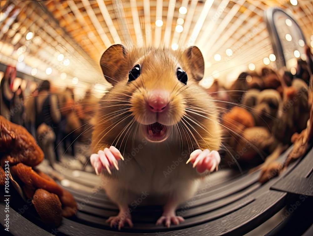 Close-up portrait of a hamster. A detailed image of the muzzle. Pet ...
