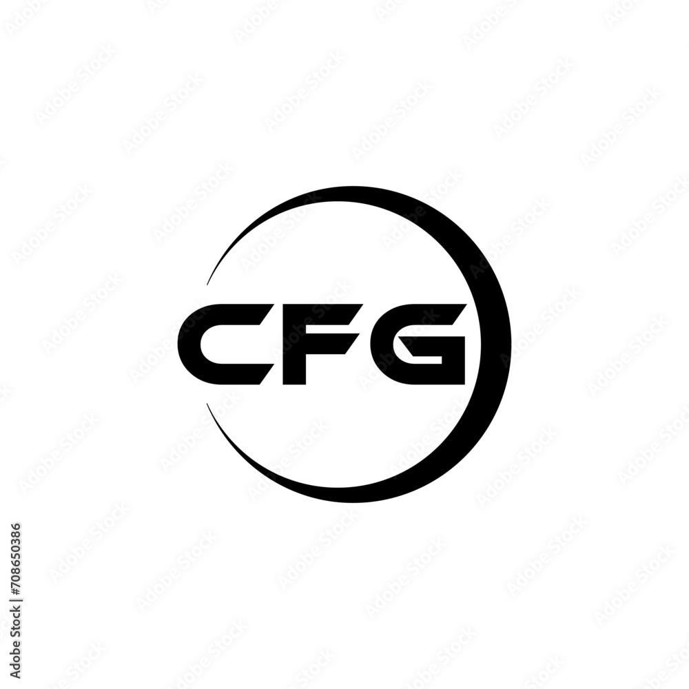 CFG letter logo design with white background in illustrator, cube logo ...