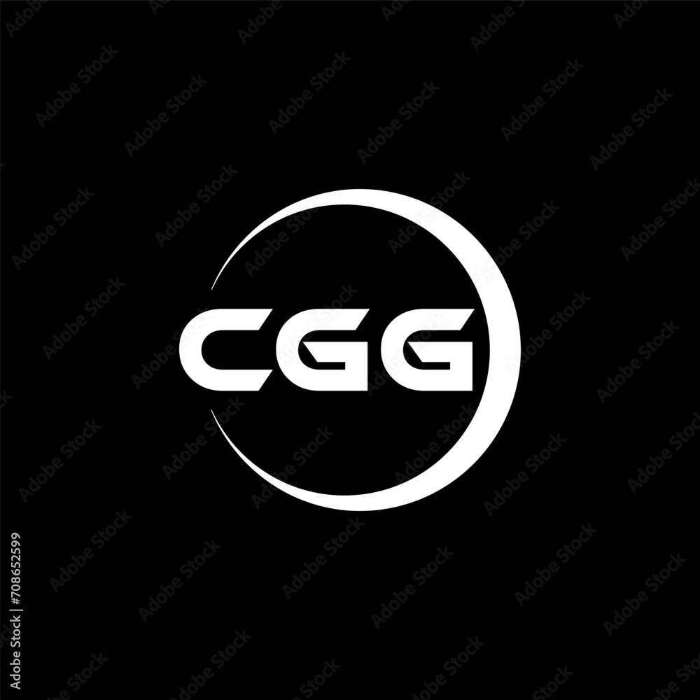 CGG letter logo design with black background in illustrator, cube logo ...