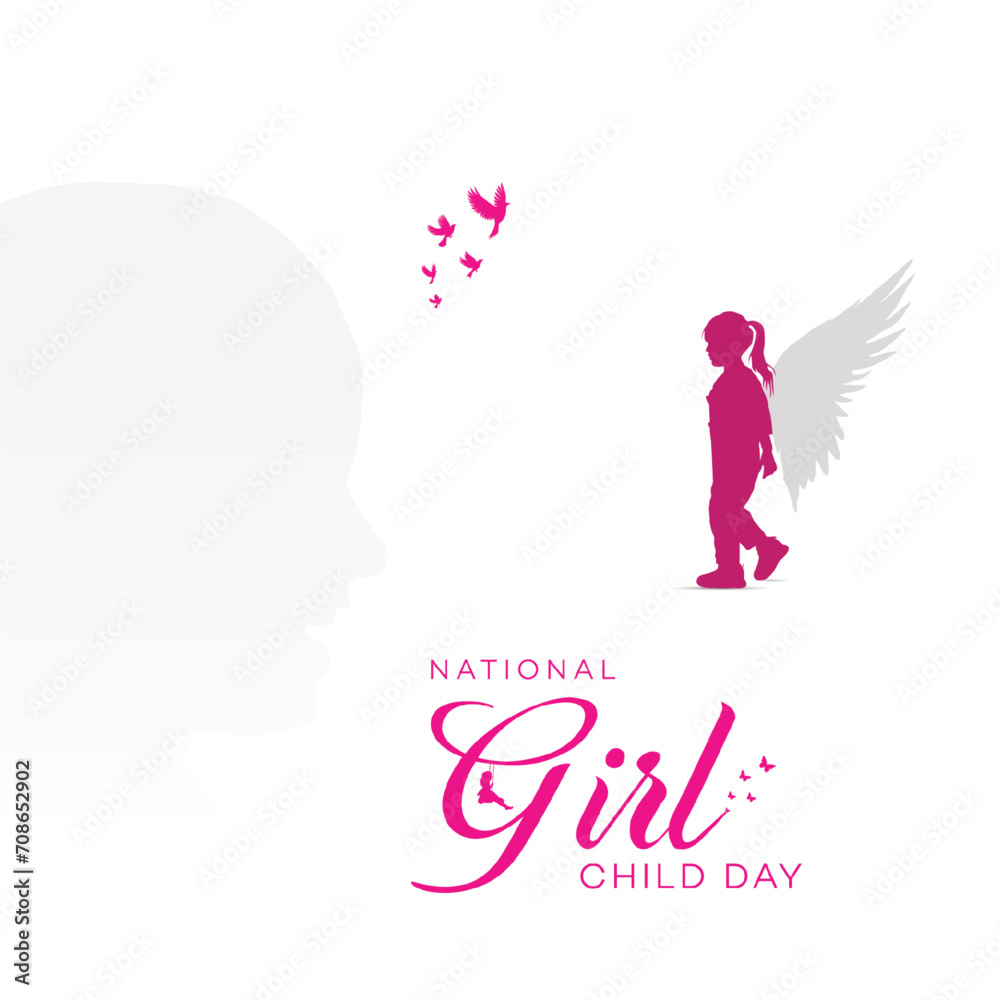 national | girl | child | day | poster | celebration.. concept. banner ...