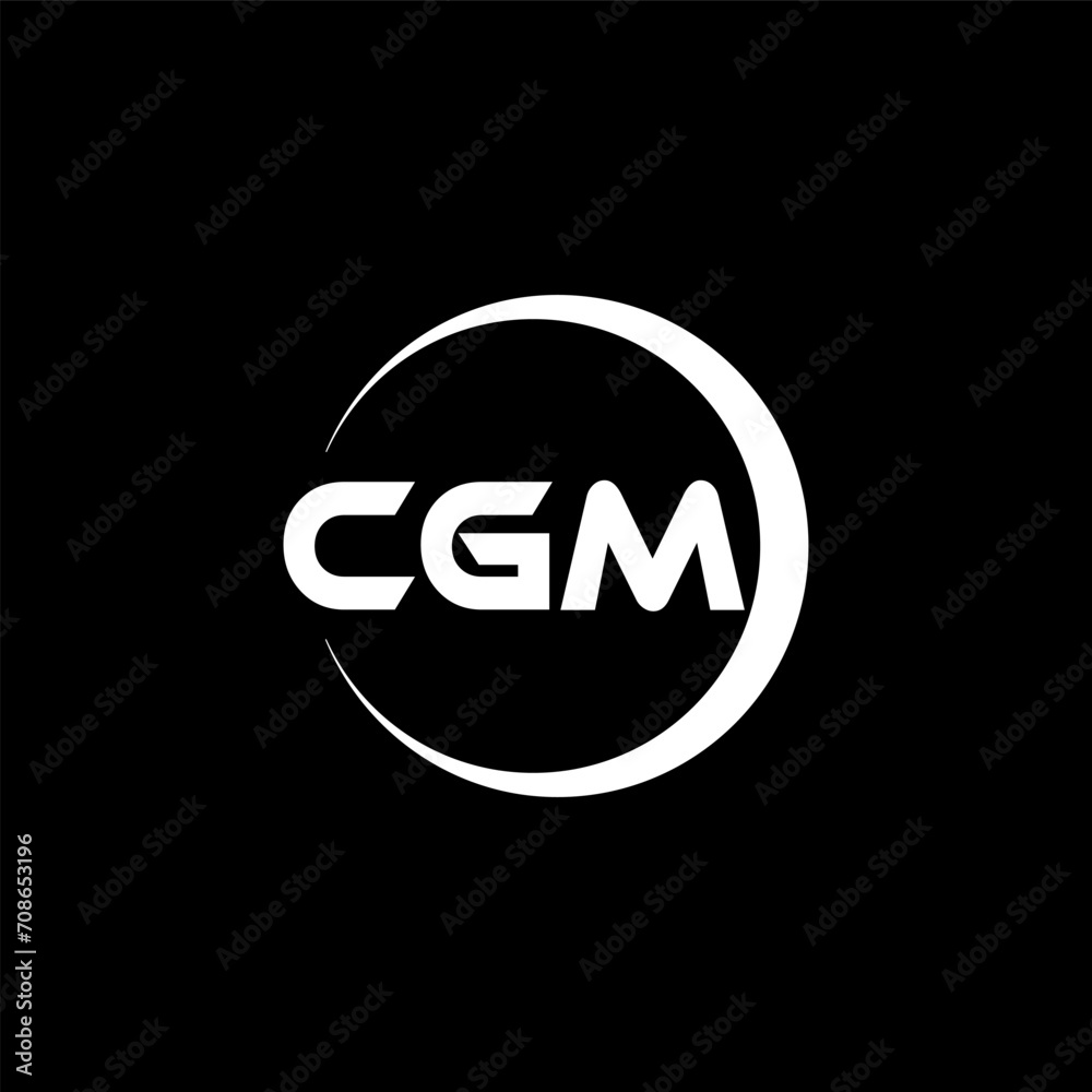 CGM letter logo design with black background in illustrator, cube logo ...