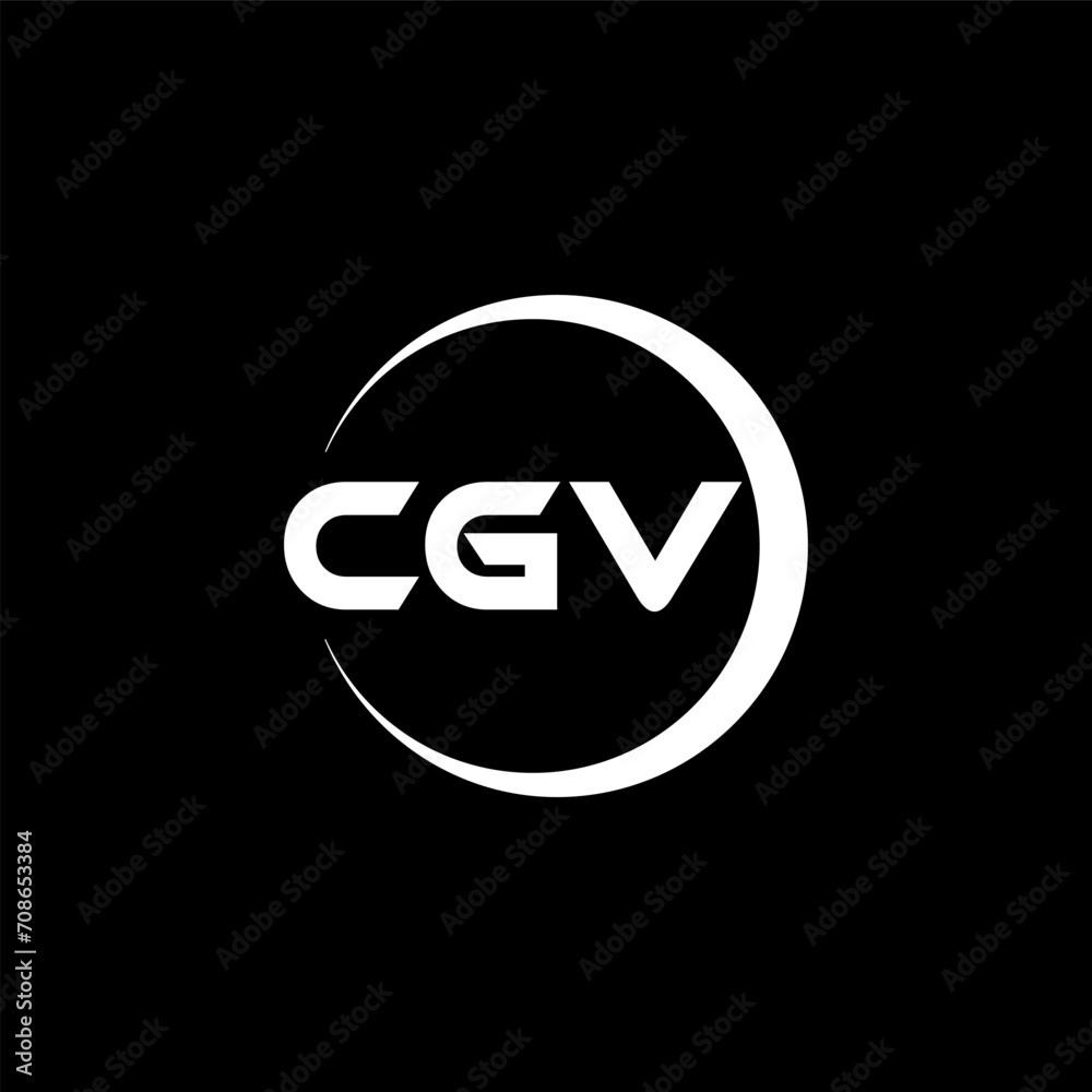 CGV letter logo design with black background in illustrator, cube logo ...